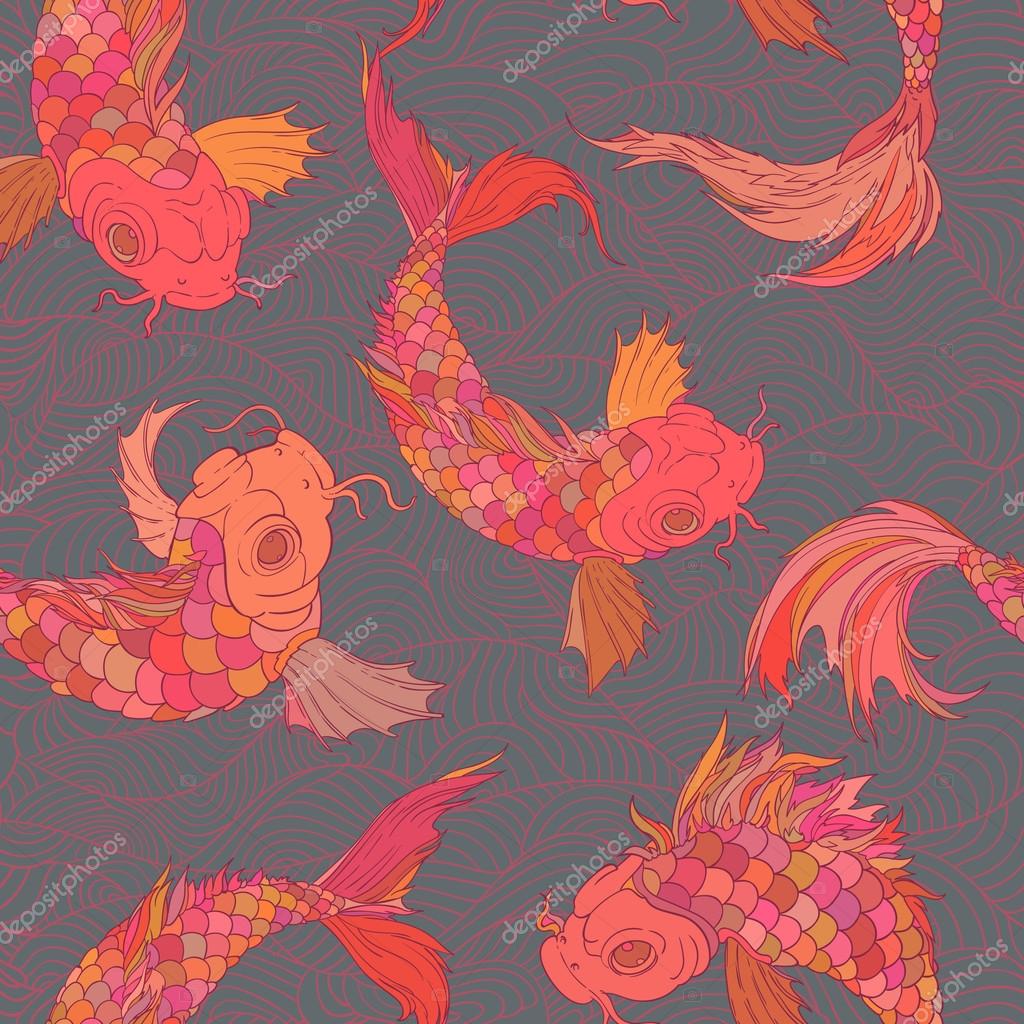 Vrctor background of rainbow carp pattern. Seamless oriental texture ...