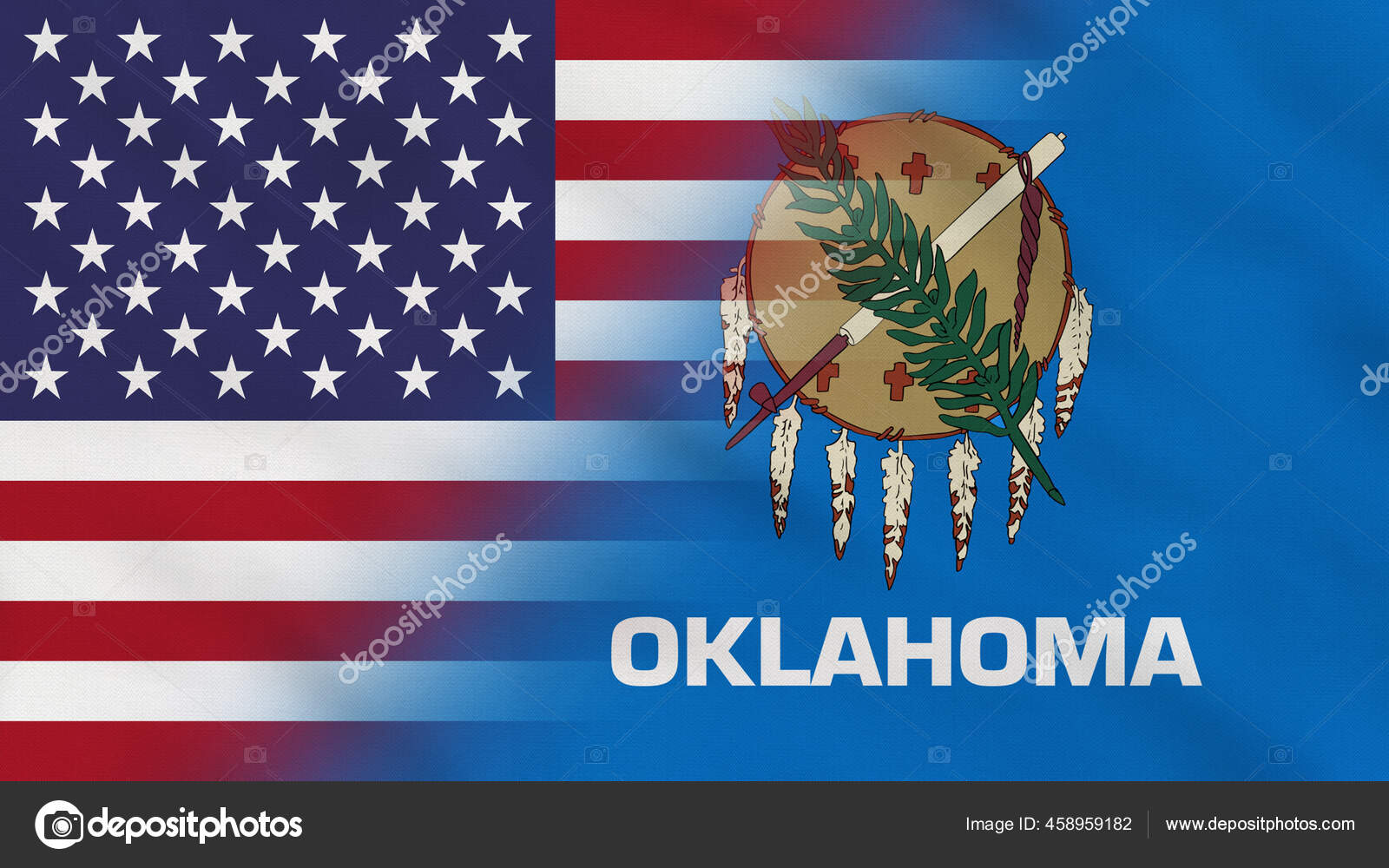Oklahoma State Usa Wavy Fabric Flag Usa Flag State Oklahoma Stock Photo ...