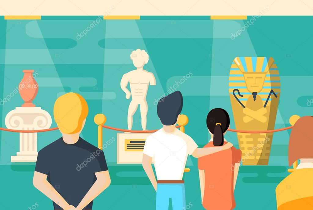 Visitas de personas al museo vector, gráfico vectorial © OnBlast imagen ...