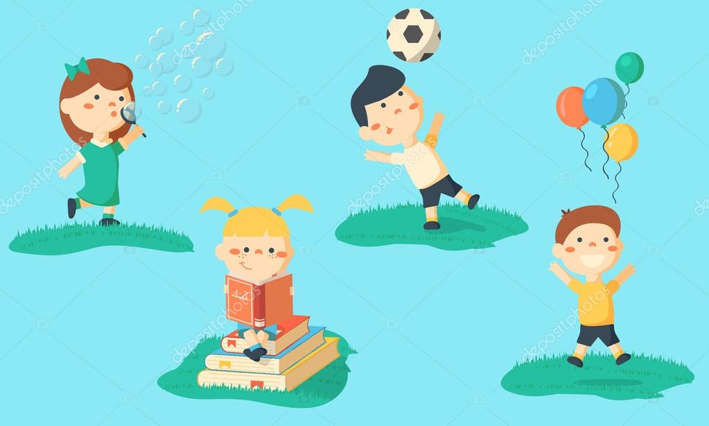 Kids on grass. Stock Vector Image by ©OnBlast #84201360