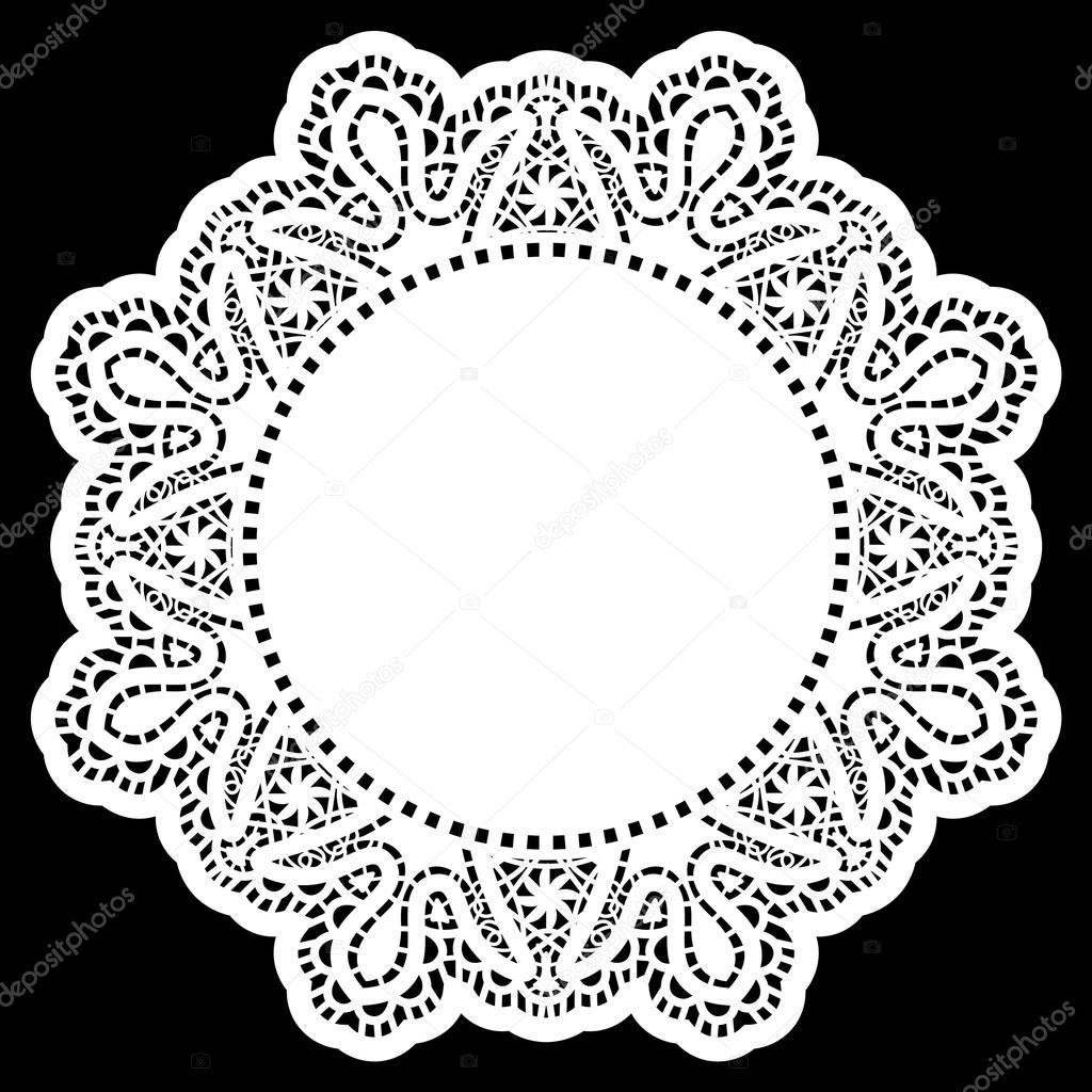 Lace round paper doily, lacy snowflake, greeting element, template for ...