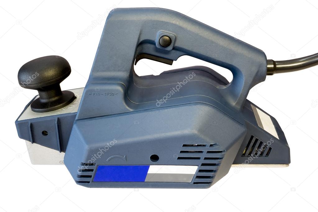 Electric plane (jointer) isolated on a white background with clipping ...