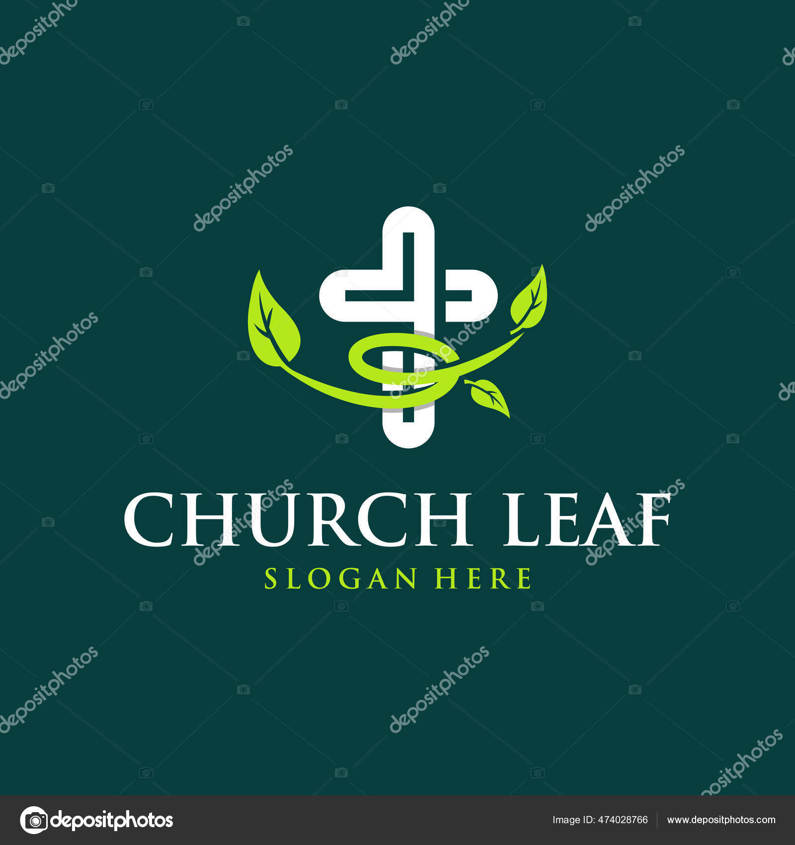 Church Leaf Idea Logo Design Stock Vector by ©HardTeam 474028766