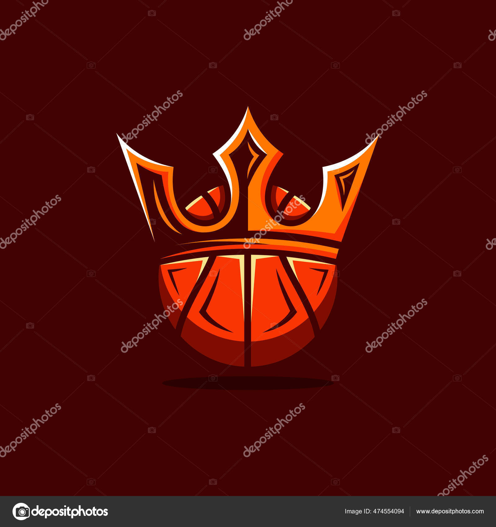 Basquete Crown Vector Logo Design imagem vetorial de HardTeam© 474554094