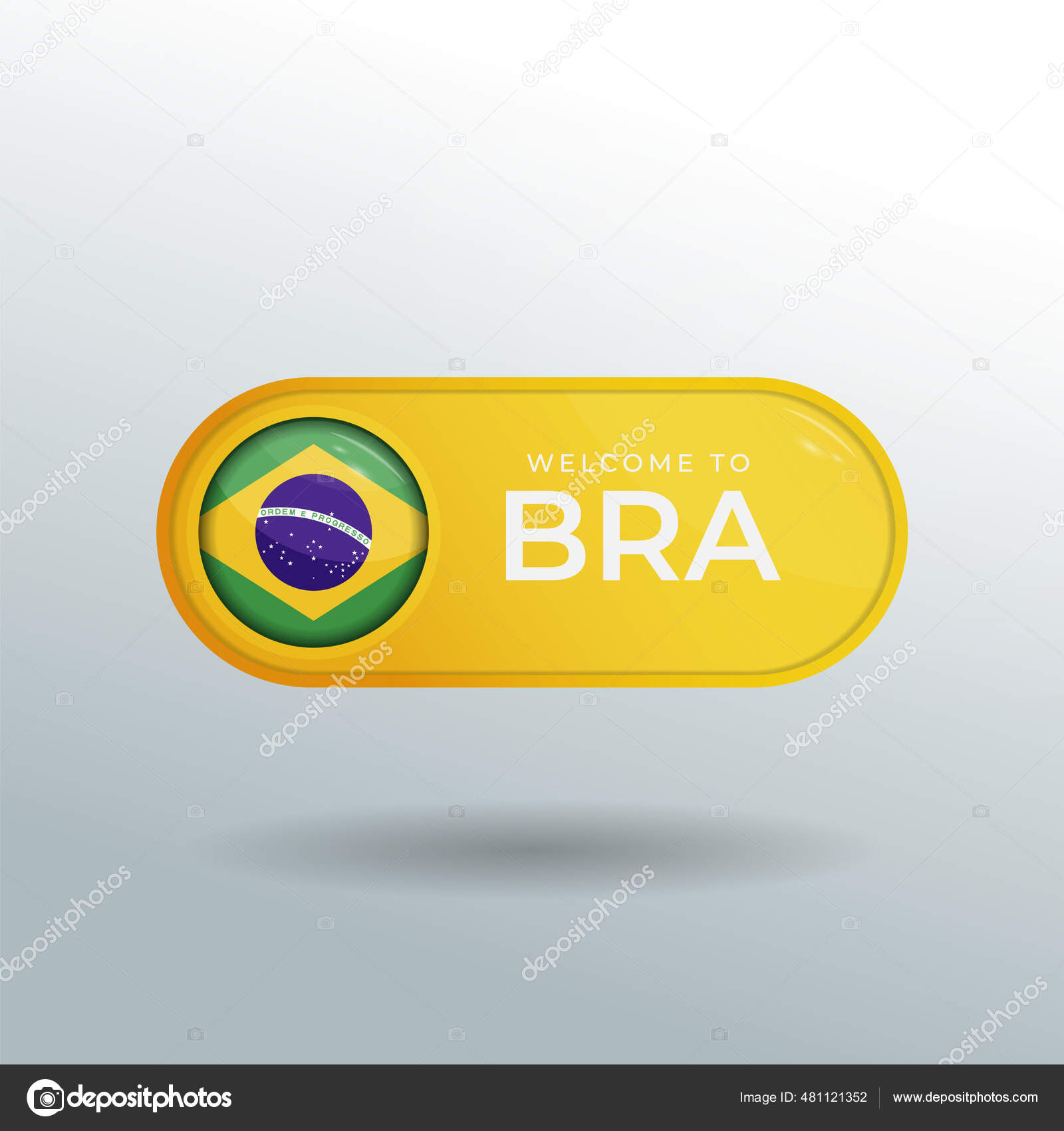 Label Location Pointer Flag Nation Brazil Glossy Reflection Stock ...