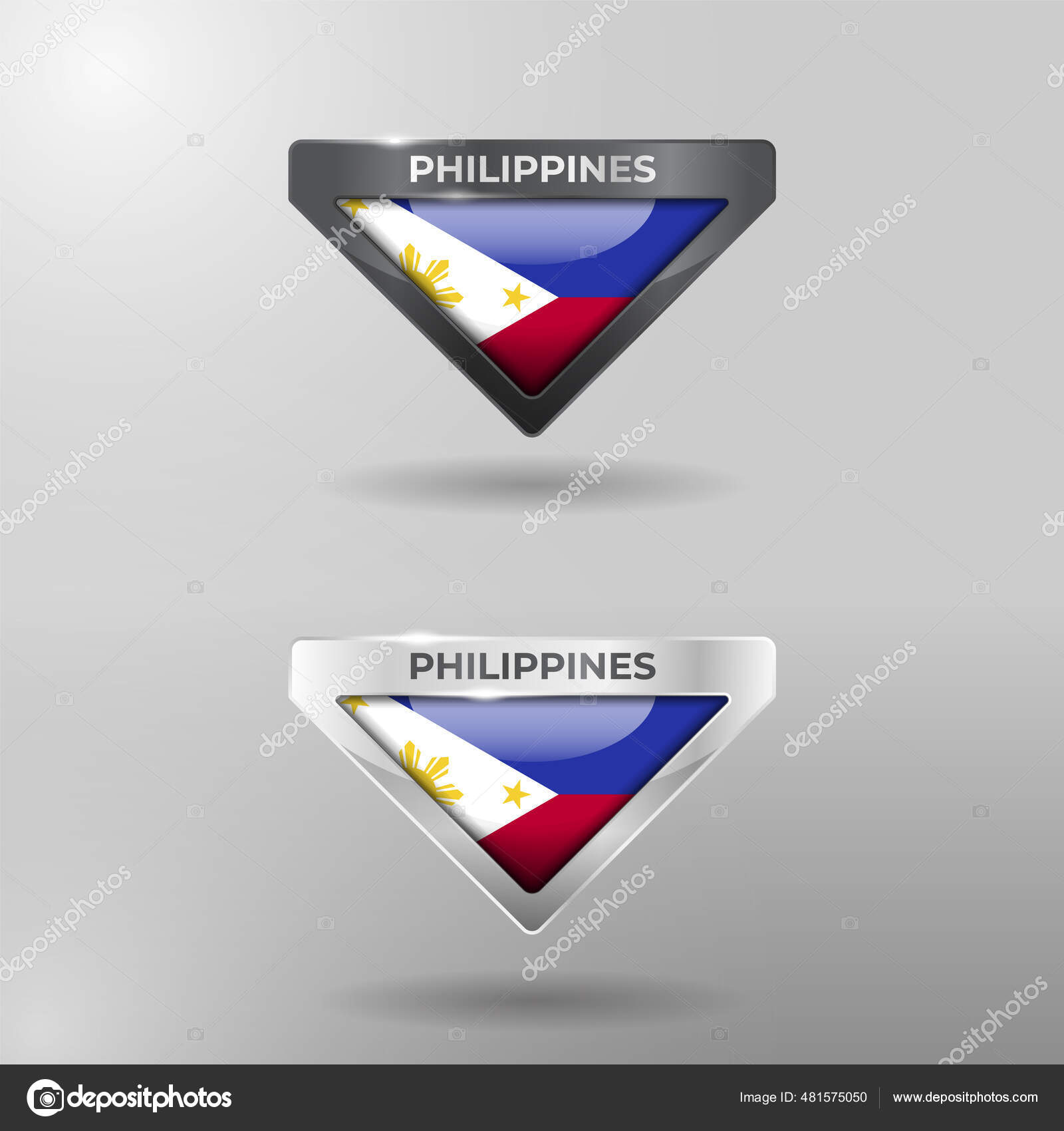 Label Tag Location Pointer Flag Nation Philippines Glossy Reflection ...