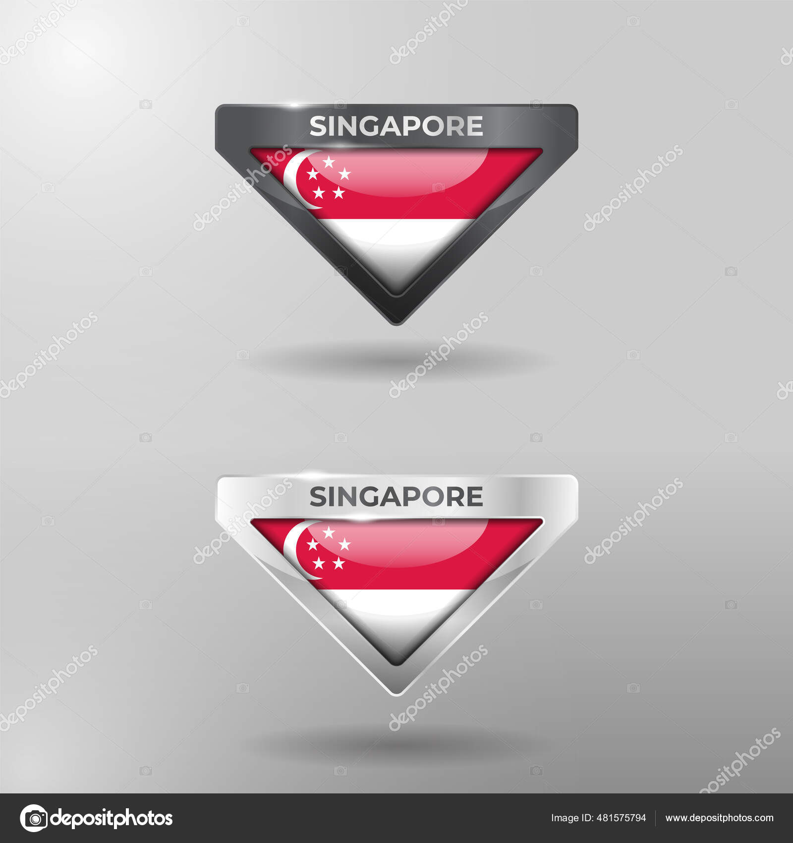 Label Tag Location Pointer Flag Nation Singapore Glossy Reflection ...