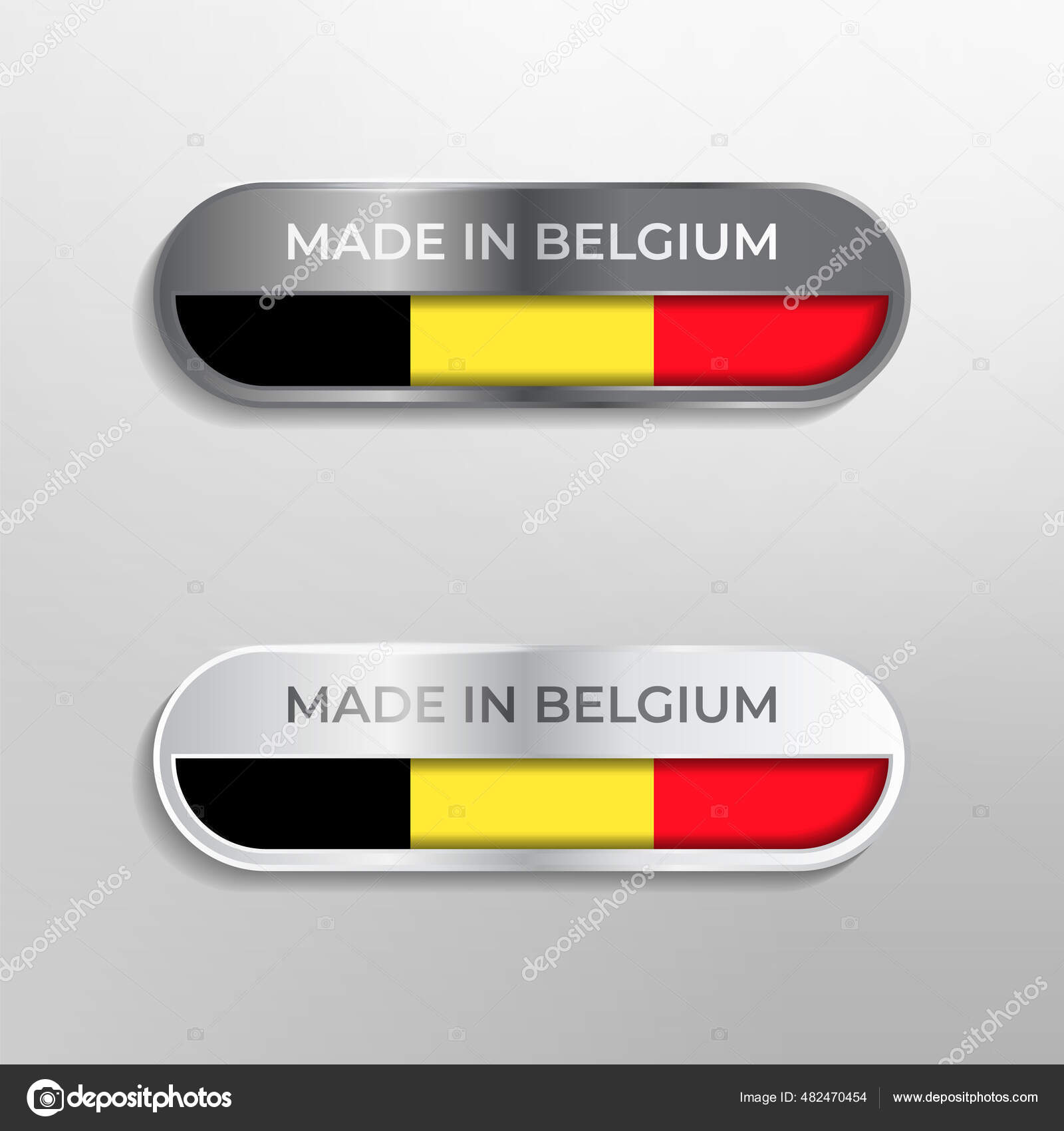 Made Belgium Label Symbol Logo Luxury Glossy Grey White Illustration ...