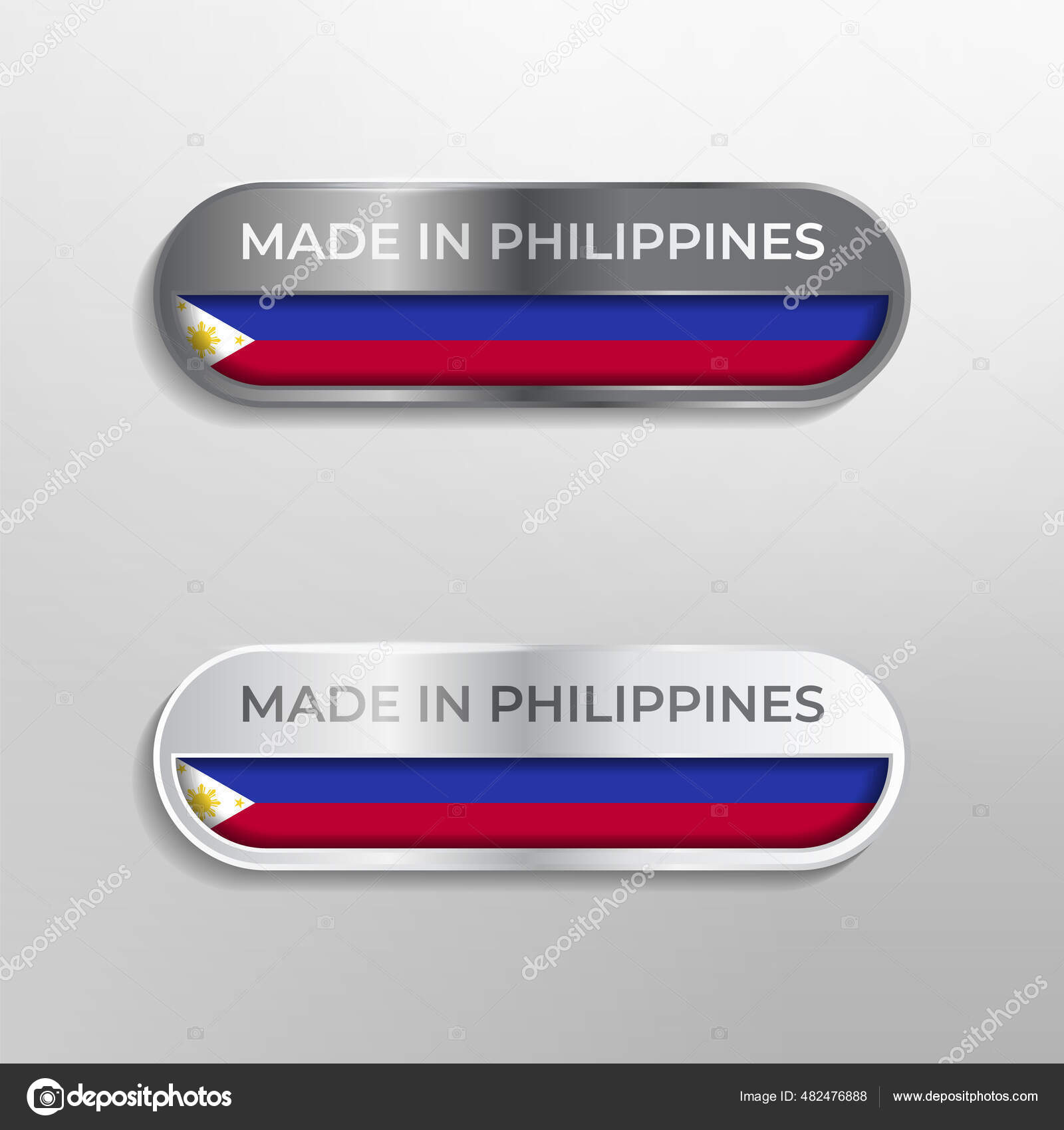 Made Philippines Label Symbol Logo Luxury Glossy Grey White ...