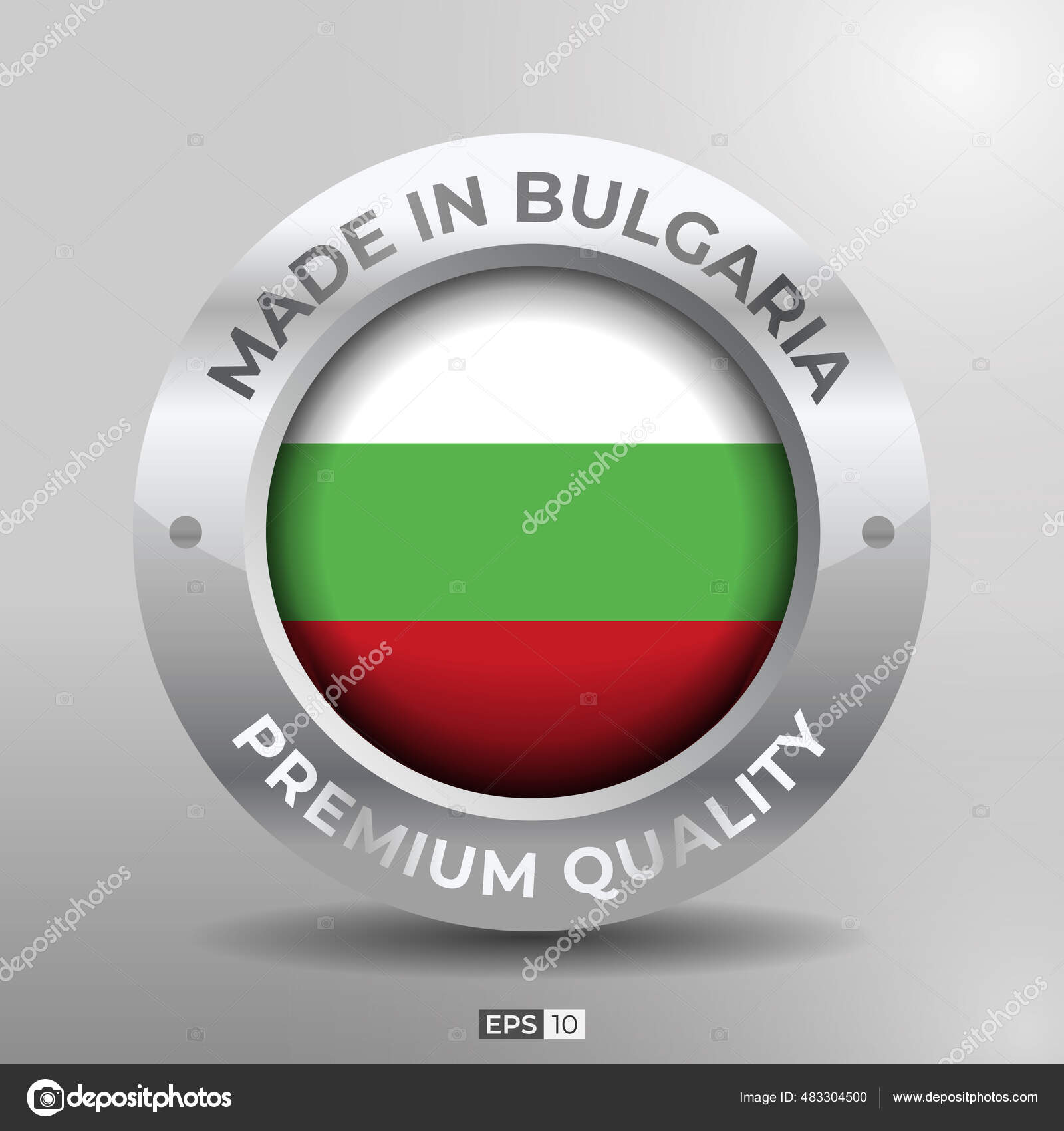 Made Bulgaria Label Logo Stamp Flag Nation Silver Glossy Effect Stock ...