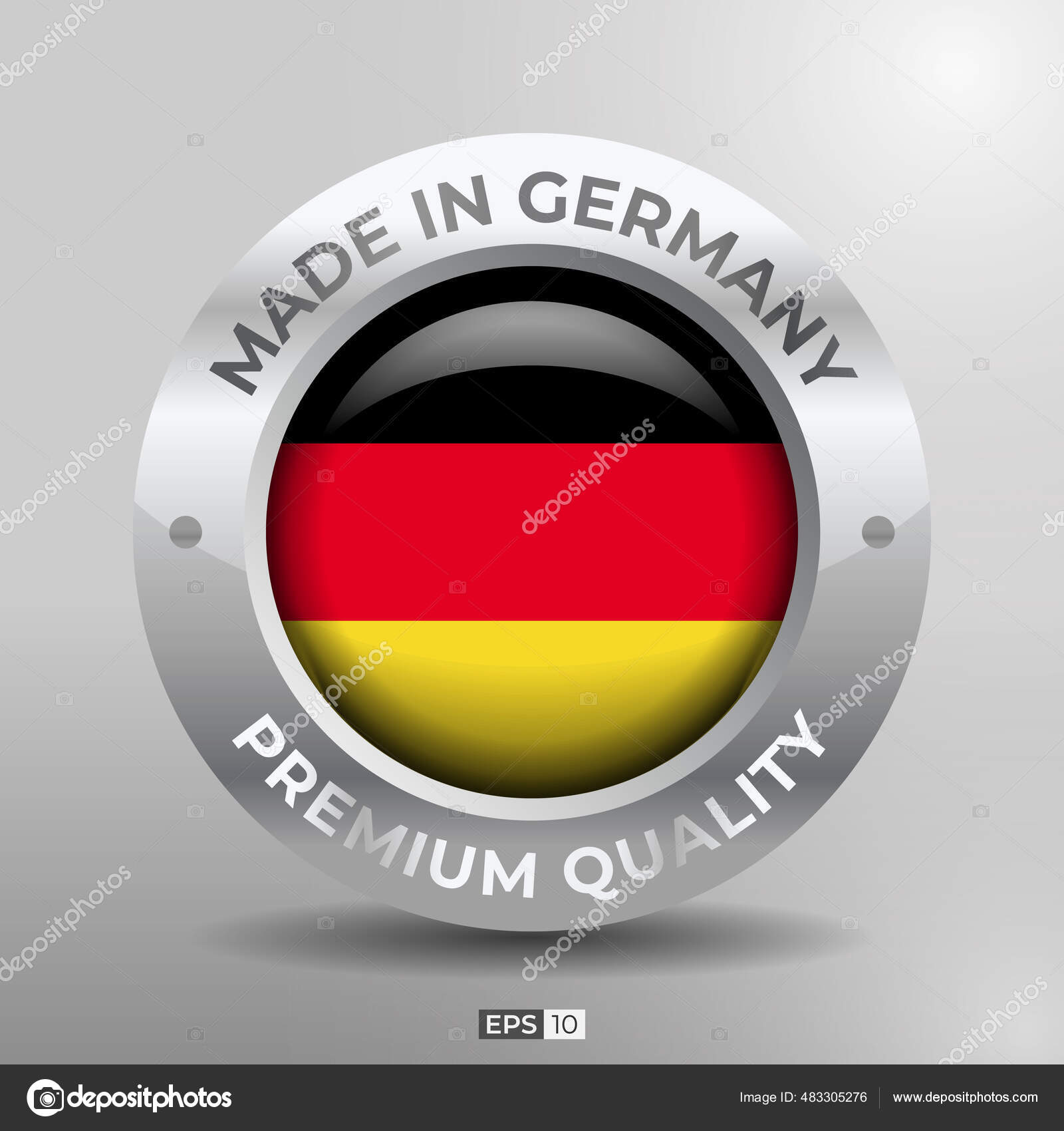 Made Germany Label Logo Stamp Flag Nation Silver Glossy Effect Stock ...