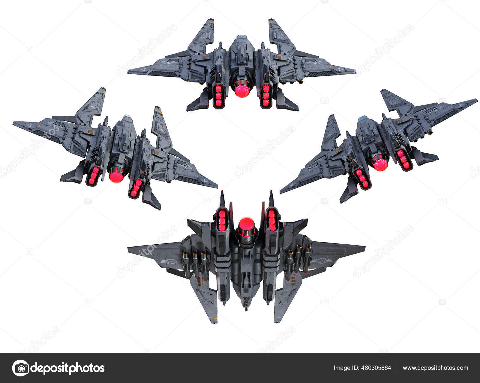 Fighter Class Starship Render White Background Stock Photo by ...