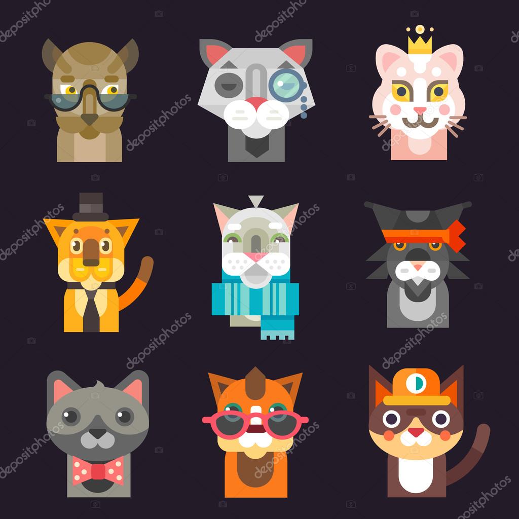 Cute cat avatar illustration set. Stock Vector by ©tastyvector 88275286