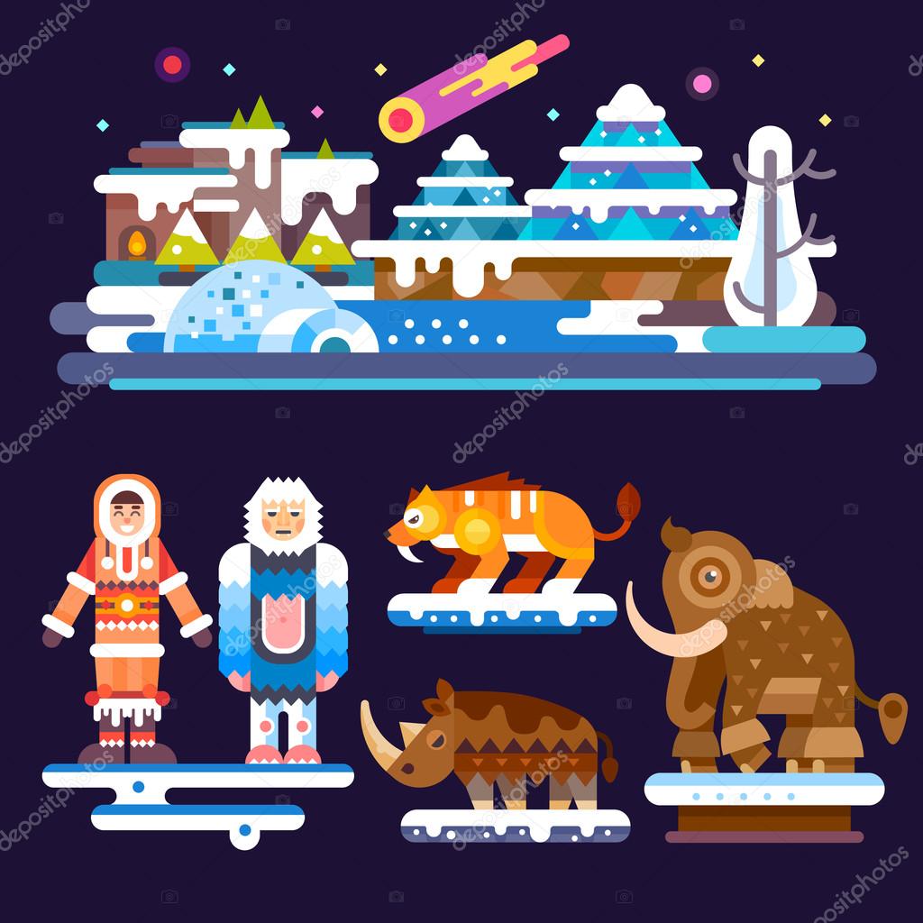 Prehistoric set. Ice Age. — Stock Vector © tastyvector #89851812