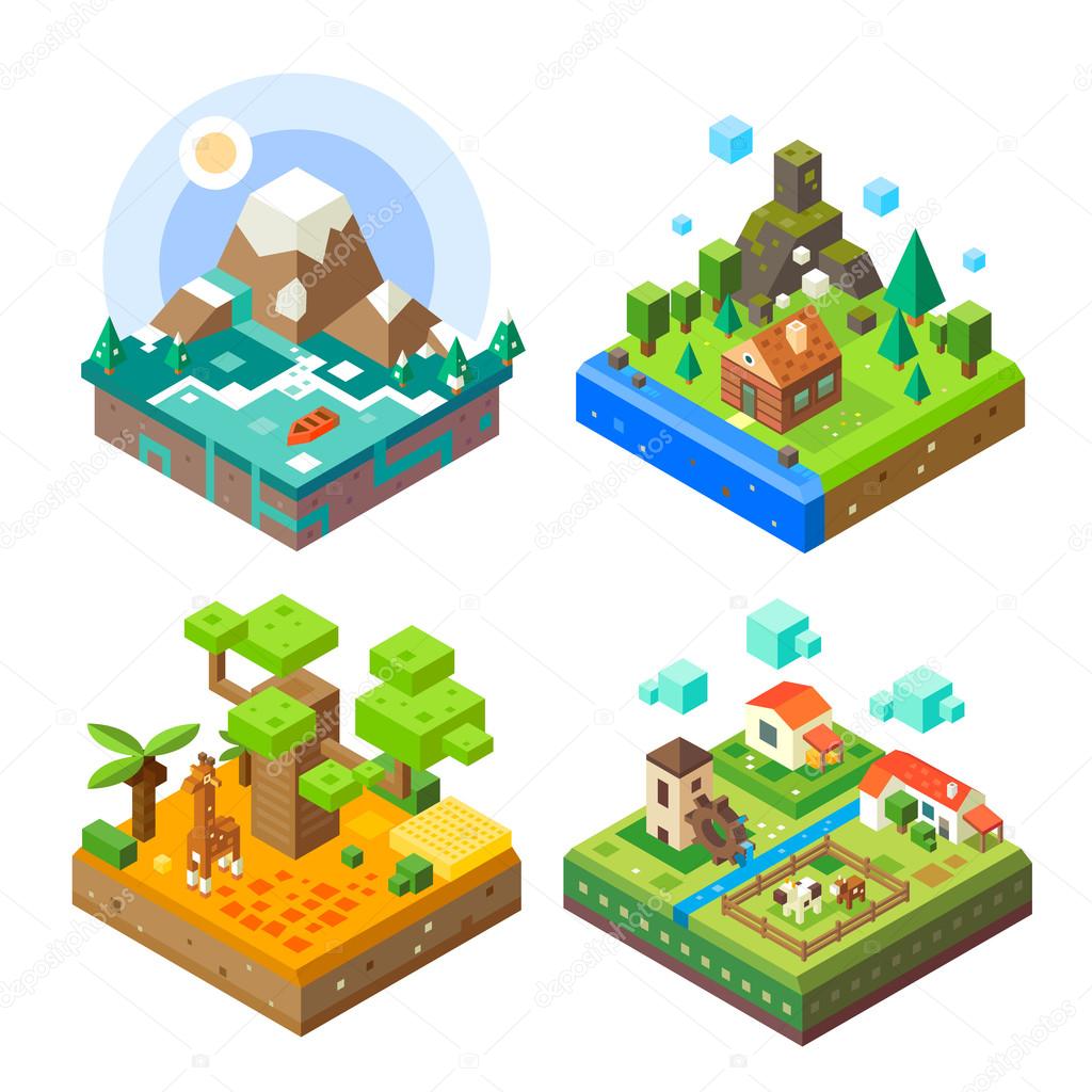 Isometric tile set. — Stock Vector © tastyvector #89851816