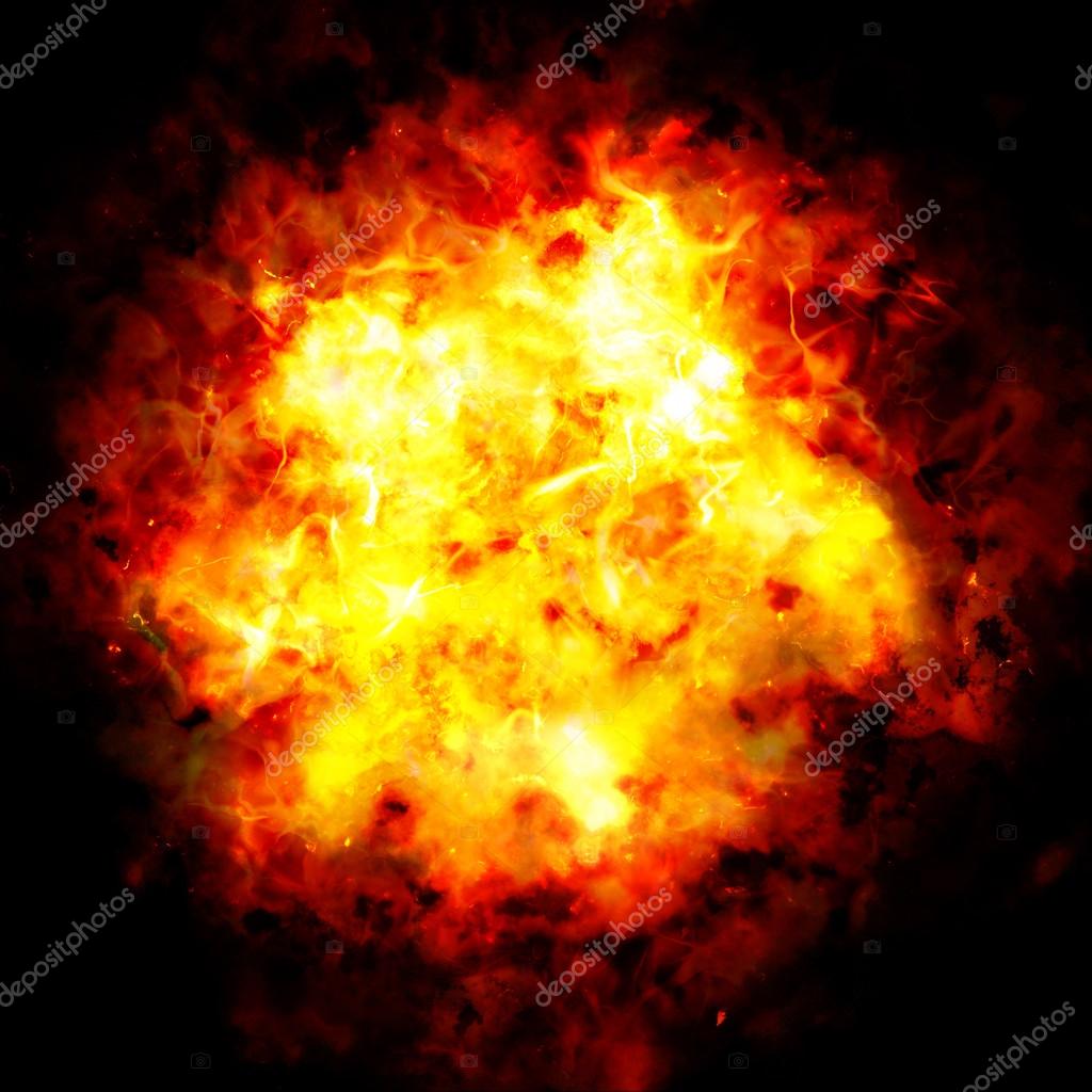 Powerful explosion on black background. A high resolution. — Stock ...