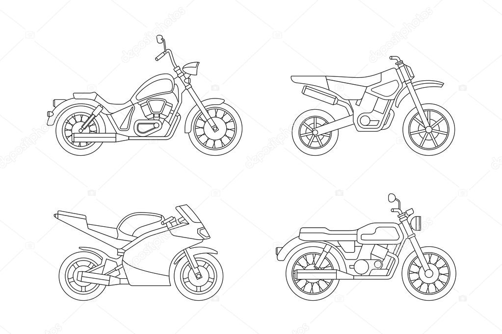 Motorcycle line icons set. Stock Vector Image by ©bolotoff #105671532