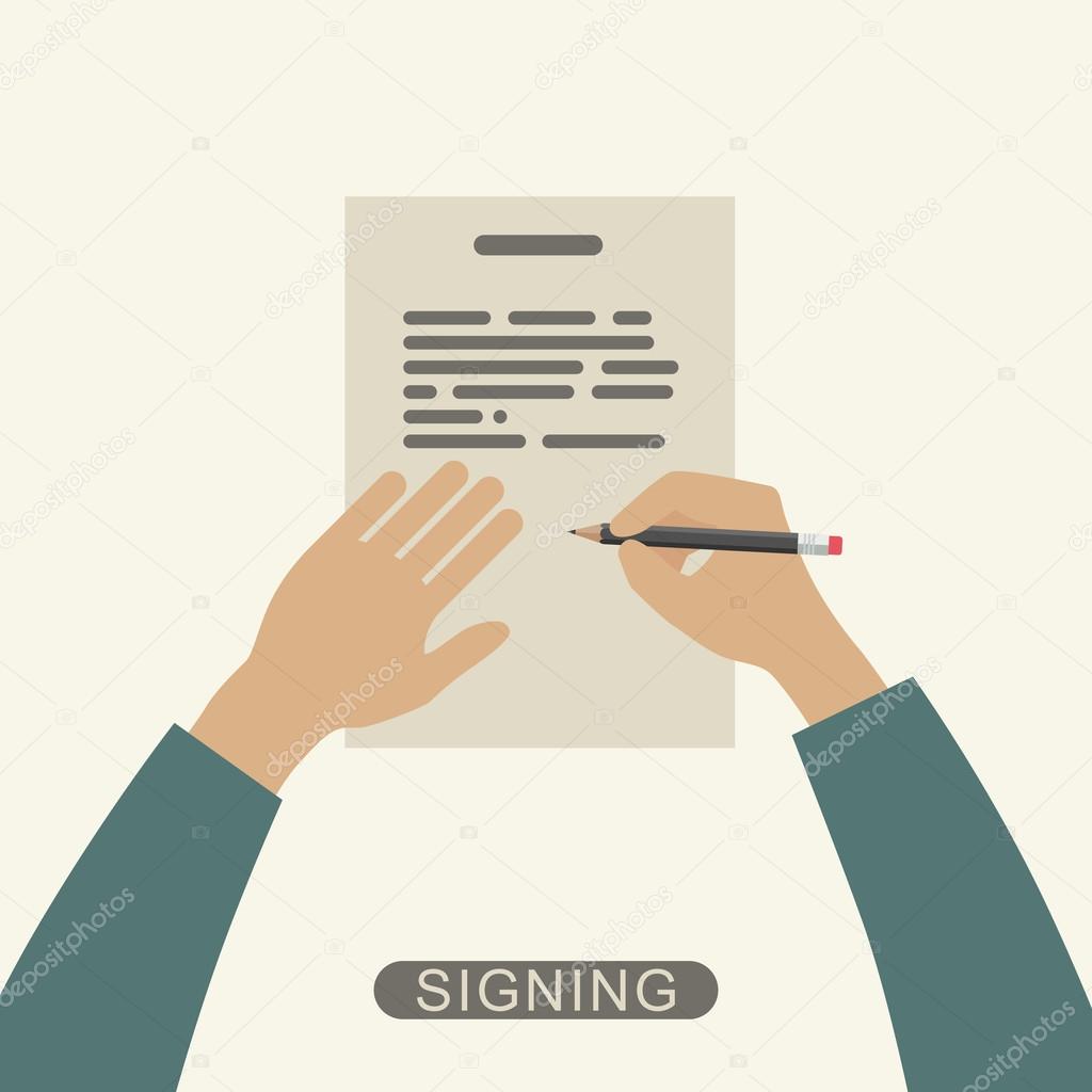 Hand signing contract. — Stock Vector © bolotoff #84591530 Hand signing contract. — Stock Vector © bolotoff #84591530