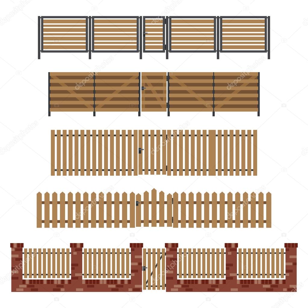 Wooden fences and gates. Stock Vector by ©bolotoff 91349106