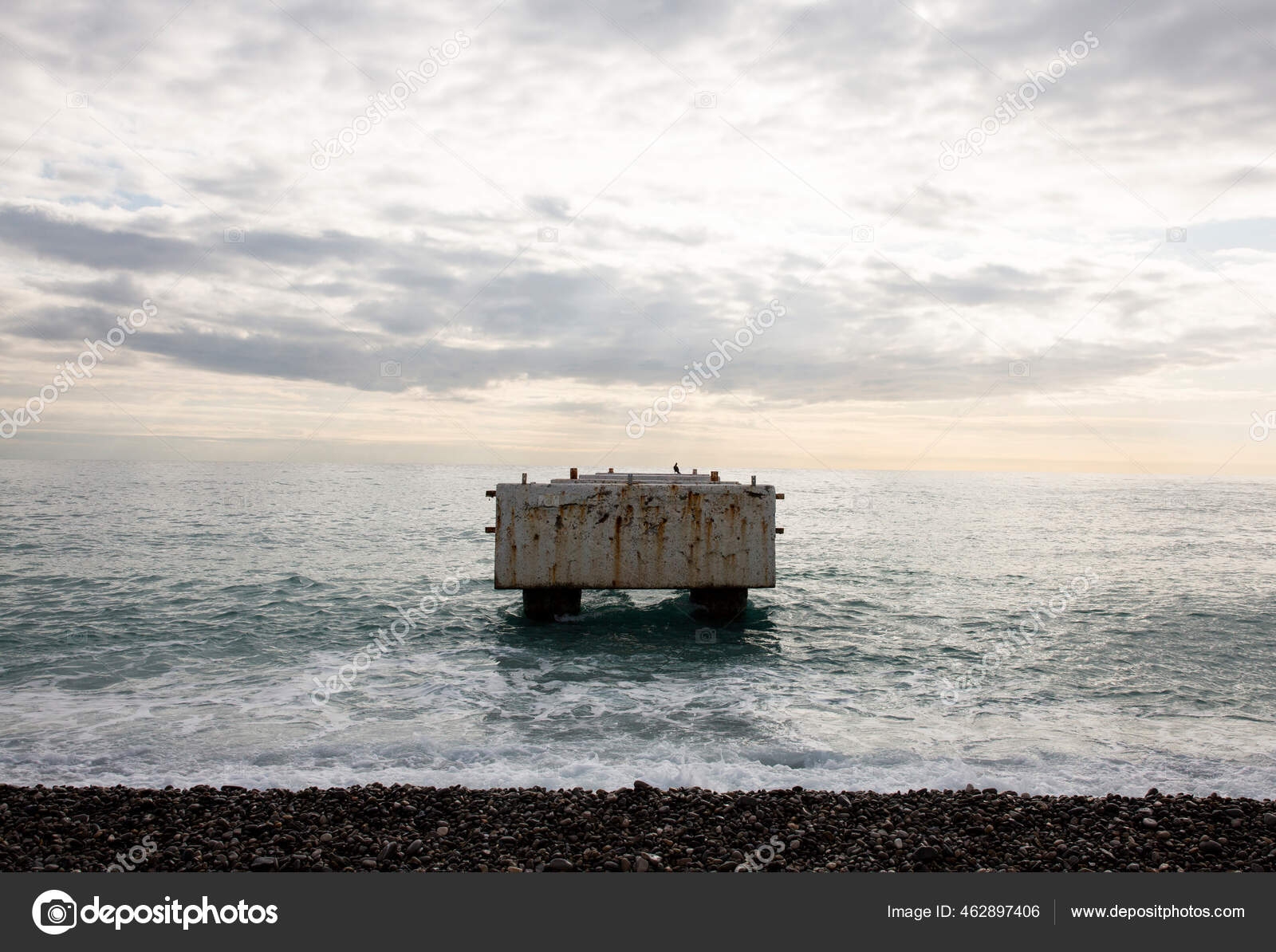 Scenery Beach Concrete Structure Sea Nice Alpes Maritimes France Stock ...