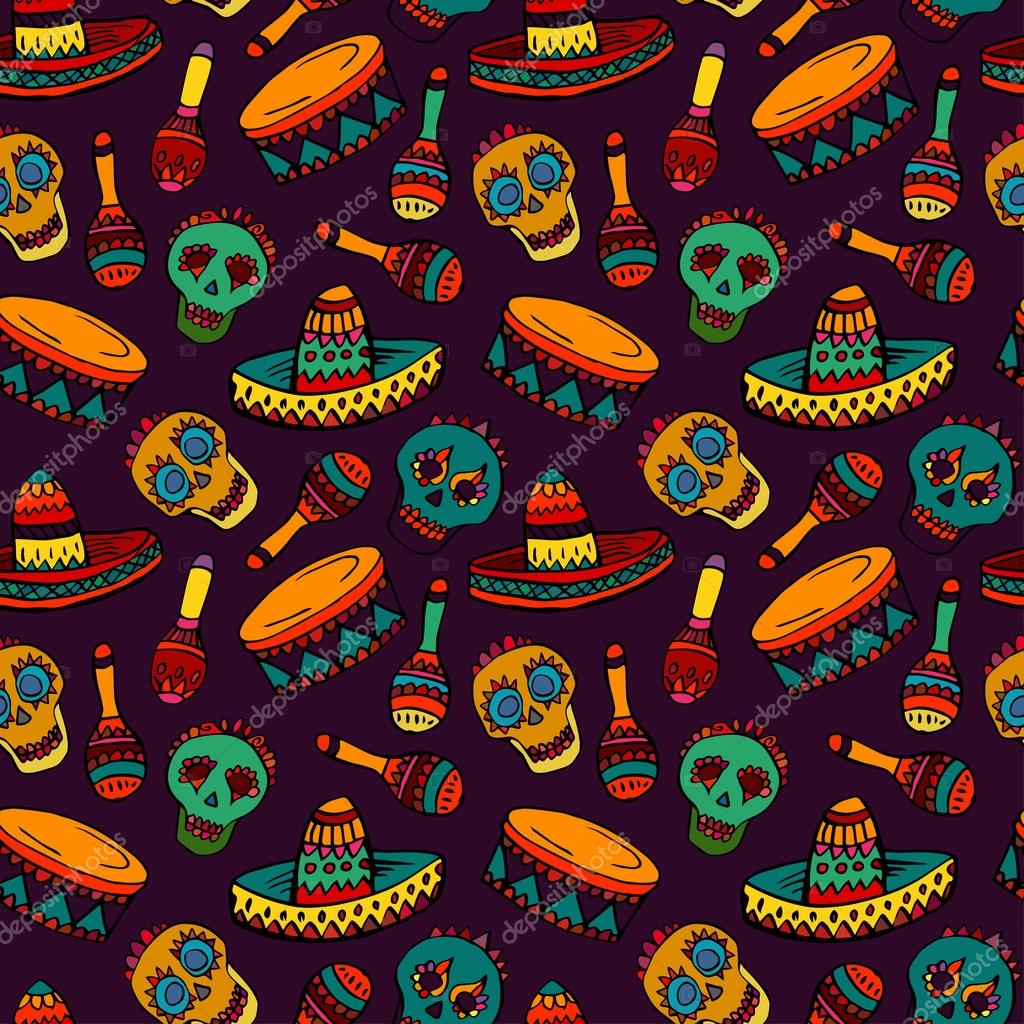 Seamless pattern with mexican symbols Stock Vector Image by ©Naniti ...