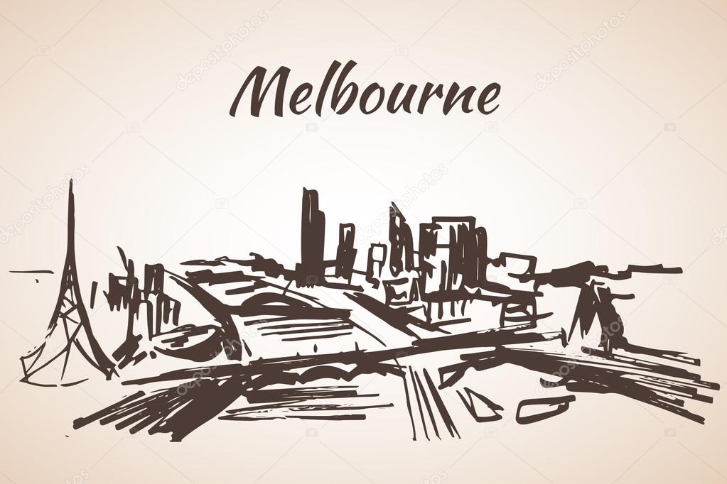 Melbourne city scape sketch - Australia. Stock Vector by ©Naniti 120666696