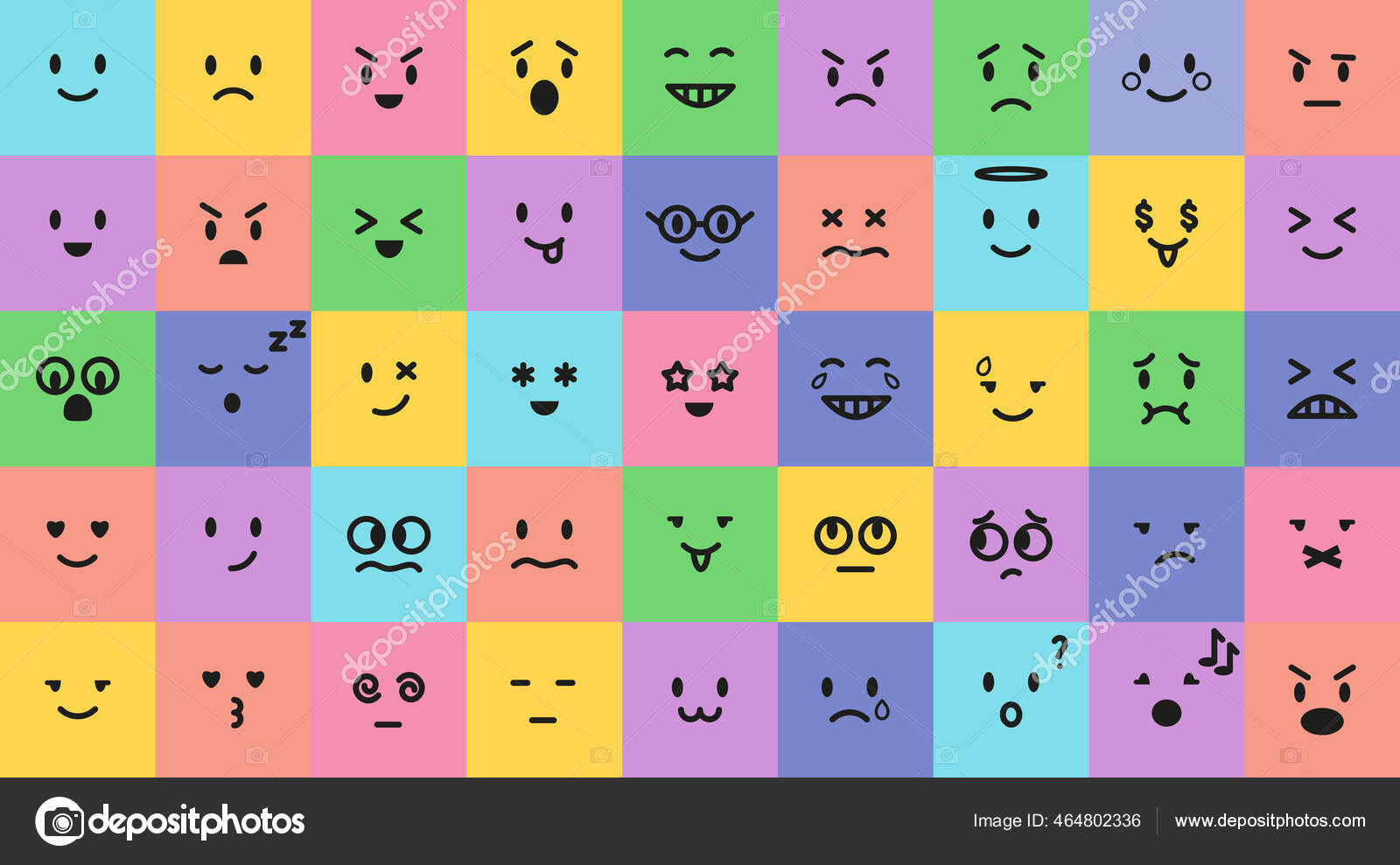 Cartoon vector color squares emoji set isolated Stock Vector Image by ...