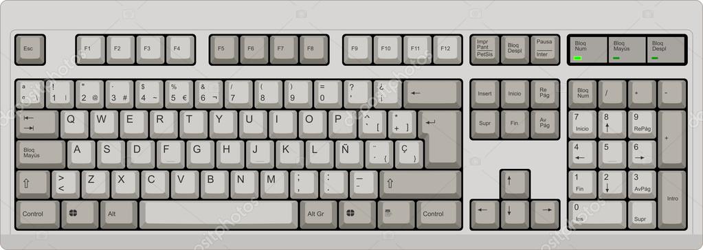 Spanish qwerty spanish SP computer grey keyboard Stock Vector by ...