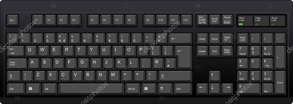 Angielski Uk komputera czarny klawiatura qwerty — Grafika wektorowa ... Angielski Uk komputera czarny klawiatura qwerty — Grafika wektorowa ...