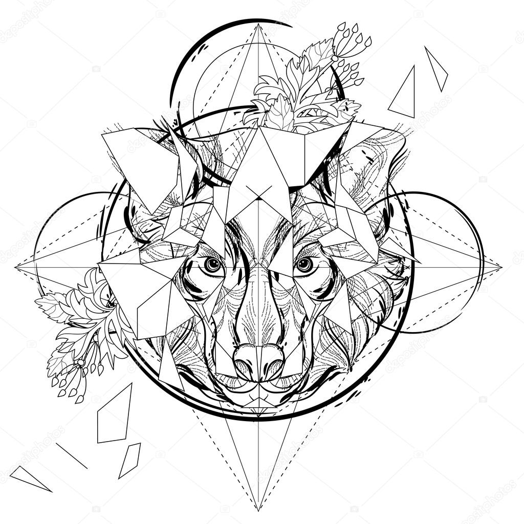 Wolf head low-poly sketch. — Stock Vector © YAZZIK #104080224