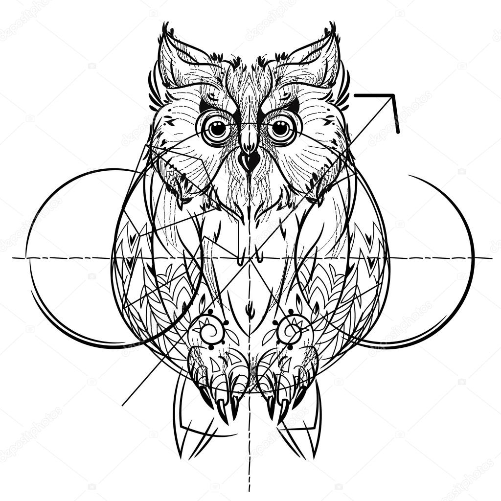 Geometric Owl Head