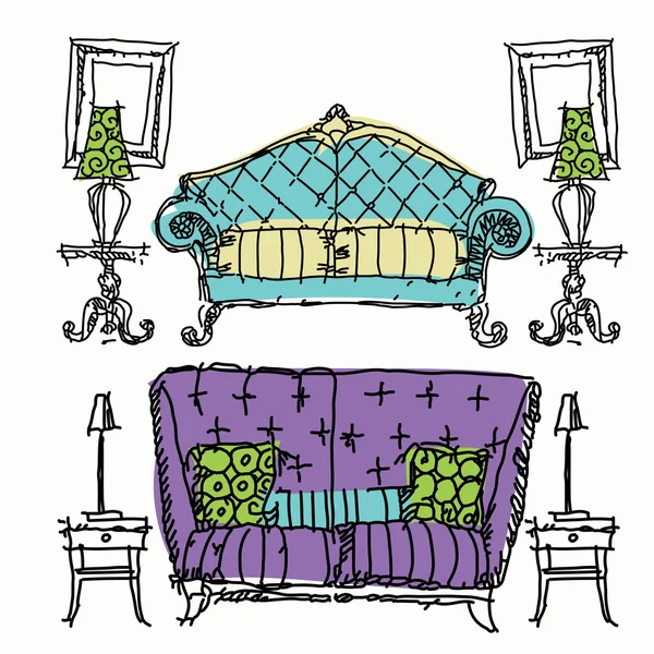 Contemporary furniture doodles. Stock Vector Image by ©YAZZIK #75768033