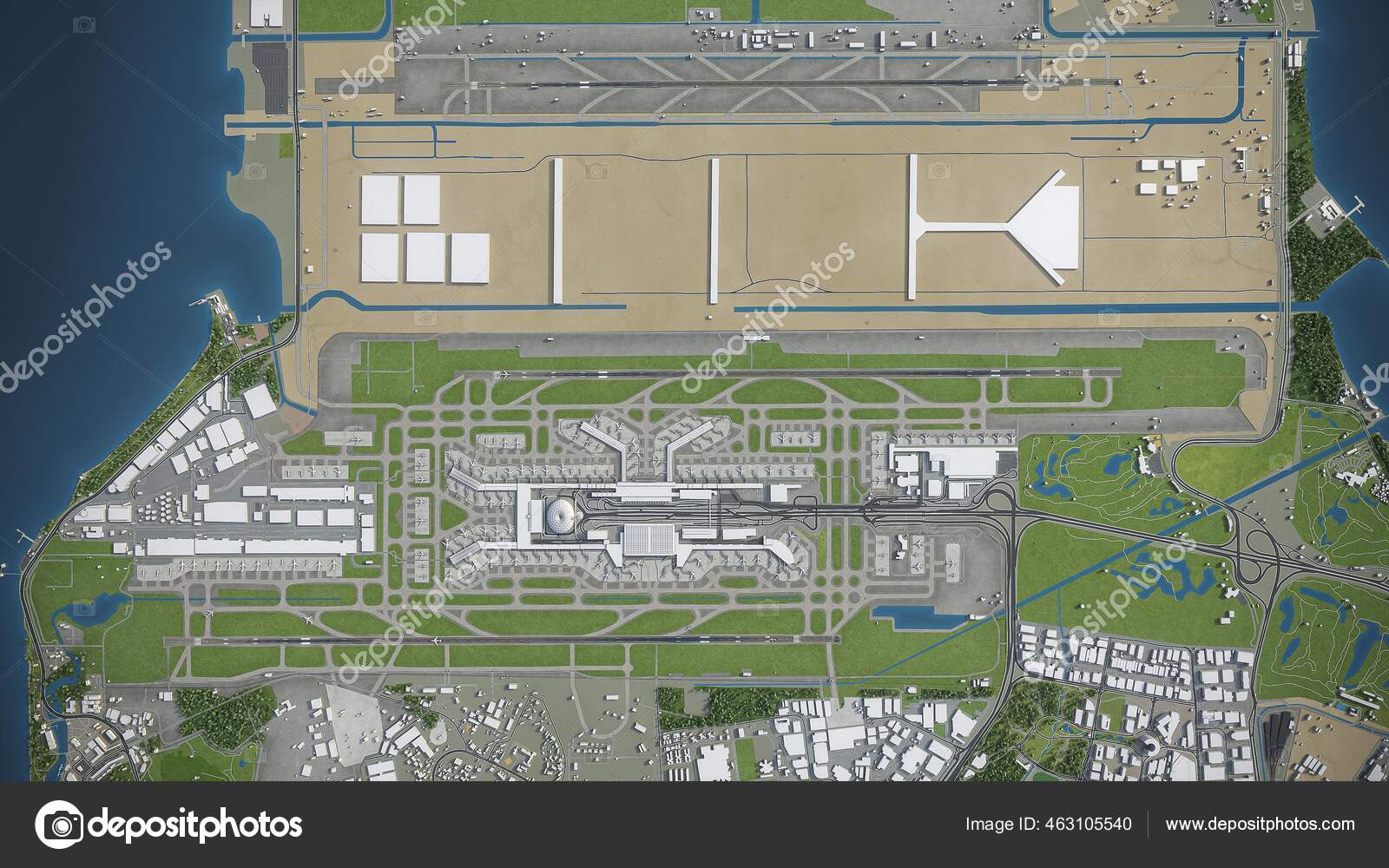 Singapore Changi Airport Sin Model Aerial Rendering Stock Photo by ©3d ...