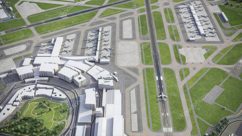 Aeropuerto de Zurich - ZRH - Modelo 3D de representación aérea 2023