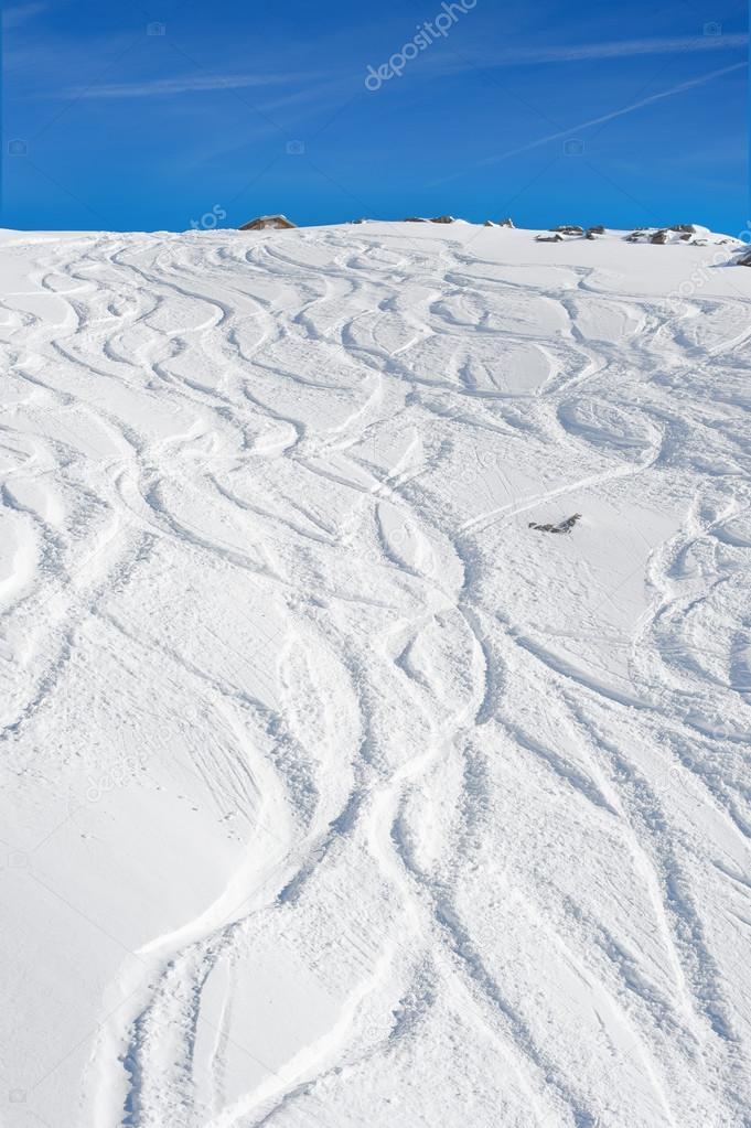 Ski Tracks on a Slope — Stock Photo © guruxox #86155940