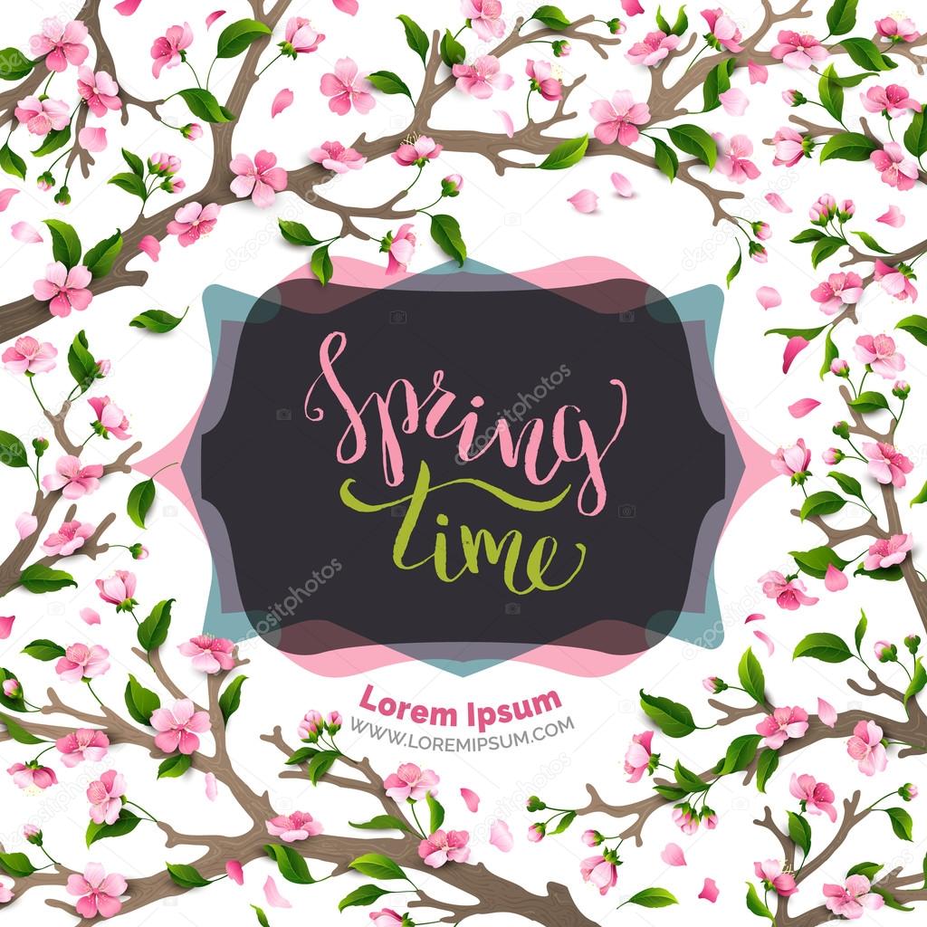 Vector spring card template. Stock Vector Image by ©Maljuk #103558090