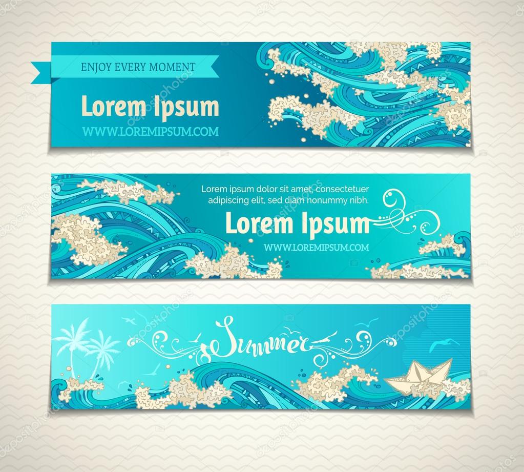 Set of sea/ocean horizontal banners. Stock Vector Image by ©Maljuk ...