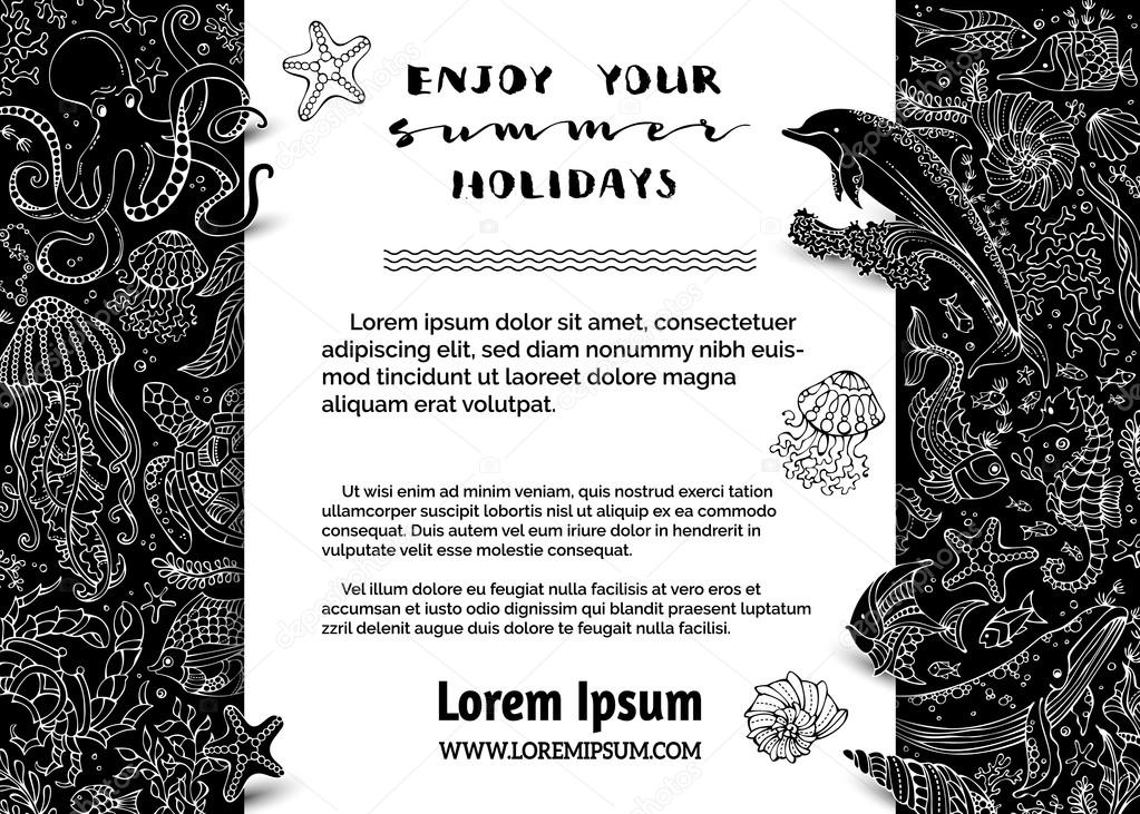 Summer doodles sea life background. Stock Vector Image by ©Maljuk ...