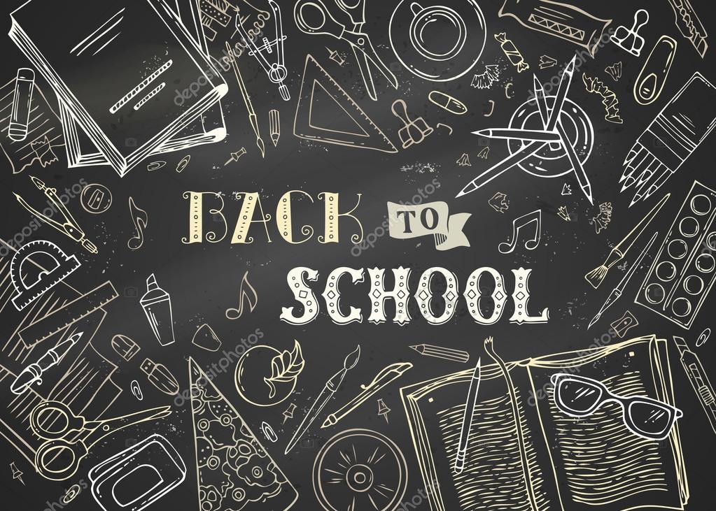 Back to school chalkboard card Stock Vector Image by ©Maljuk #117757834