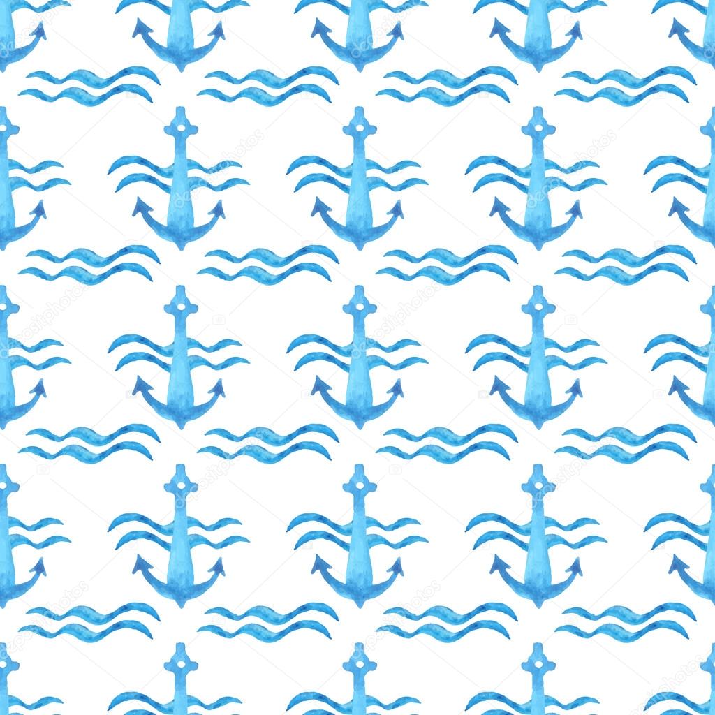 Seamless watercolour marine pattern. Stock Vector Image by ©Maljuk ...