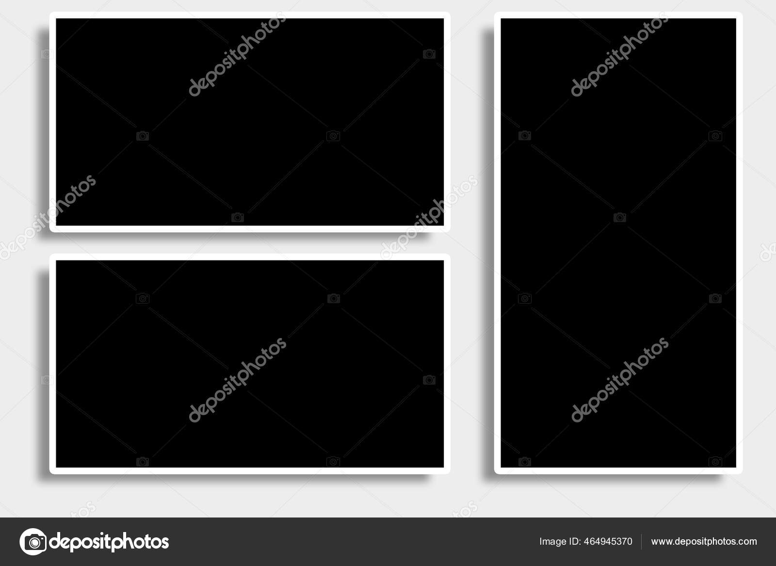 Rectangle Photo Frames Black White Colors Clean Rectangular Borders ...