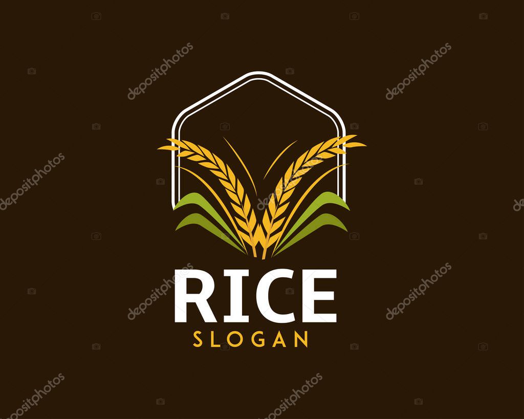 Plantilla de logotipo de arroz adecuada para empresas y nombres de ...
