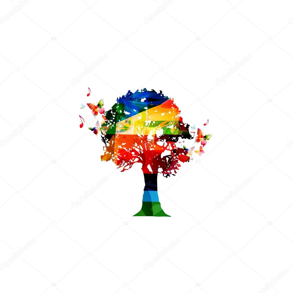 Colorful tree design with butterflies Stock Vector by ©abstract412 ...