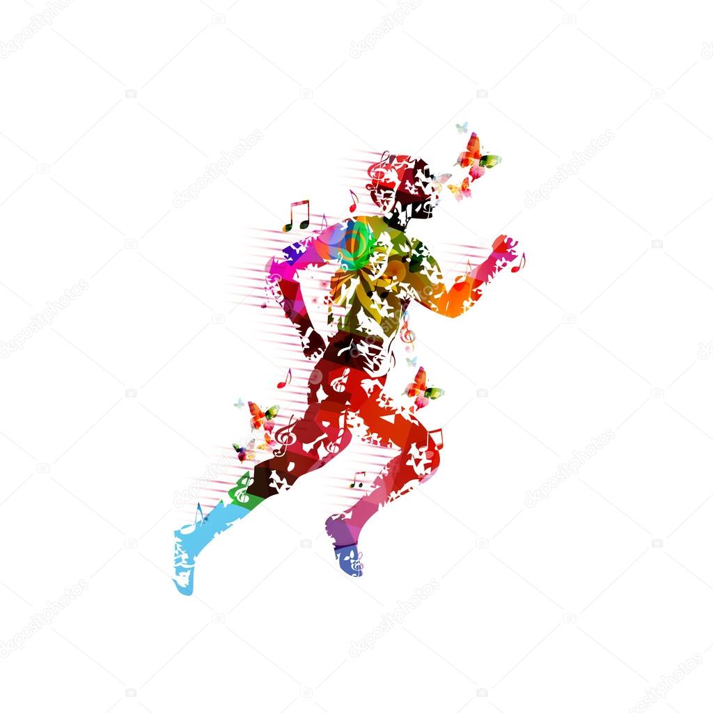 Colorful runner silhouette background Stock Vector Image by ...
