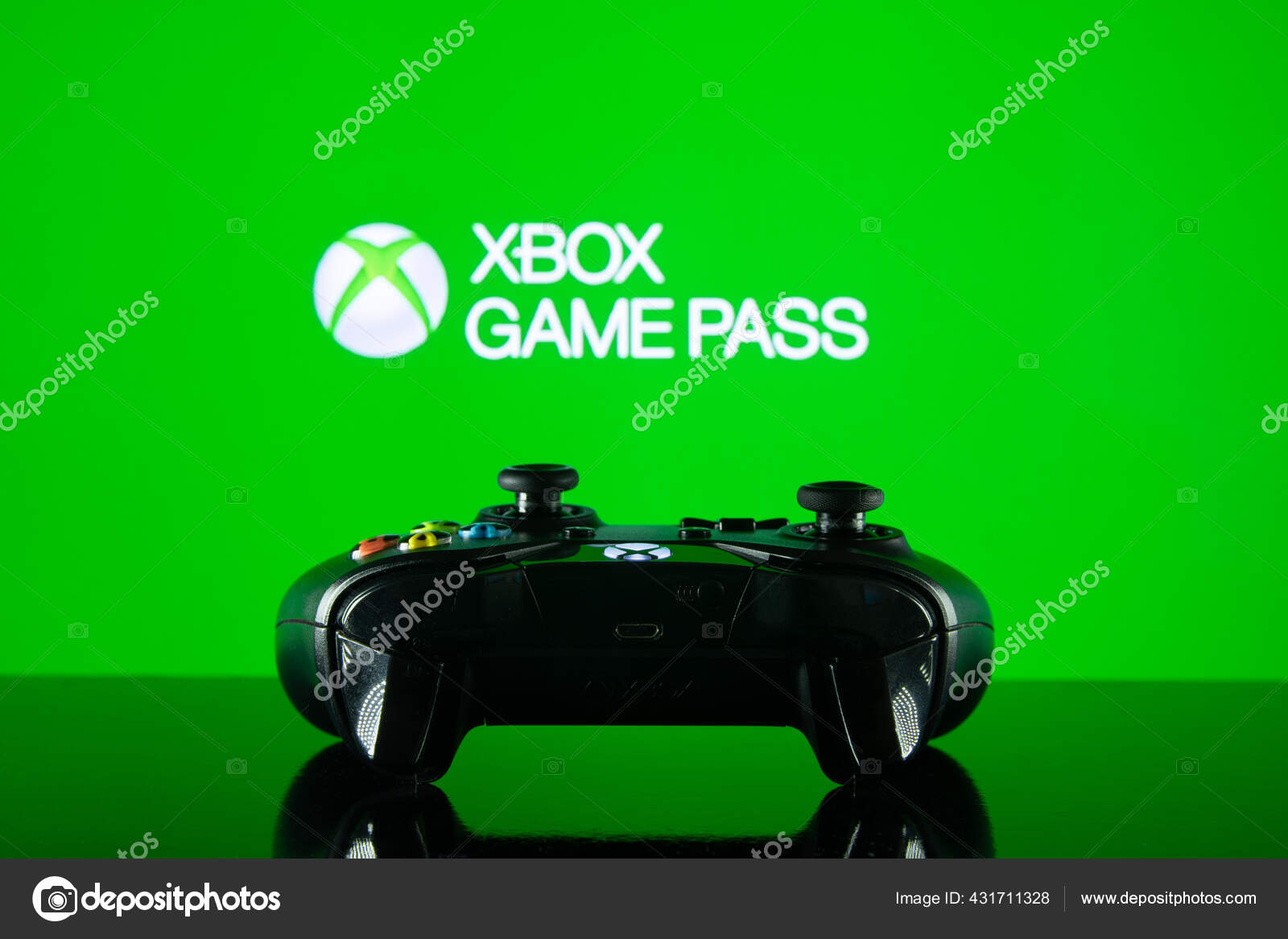 Xbox Controller Xbox Game Pass Logo Screen Nov 2020 Sao — Stock ...