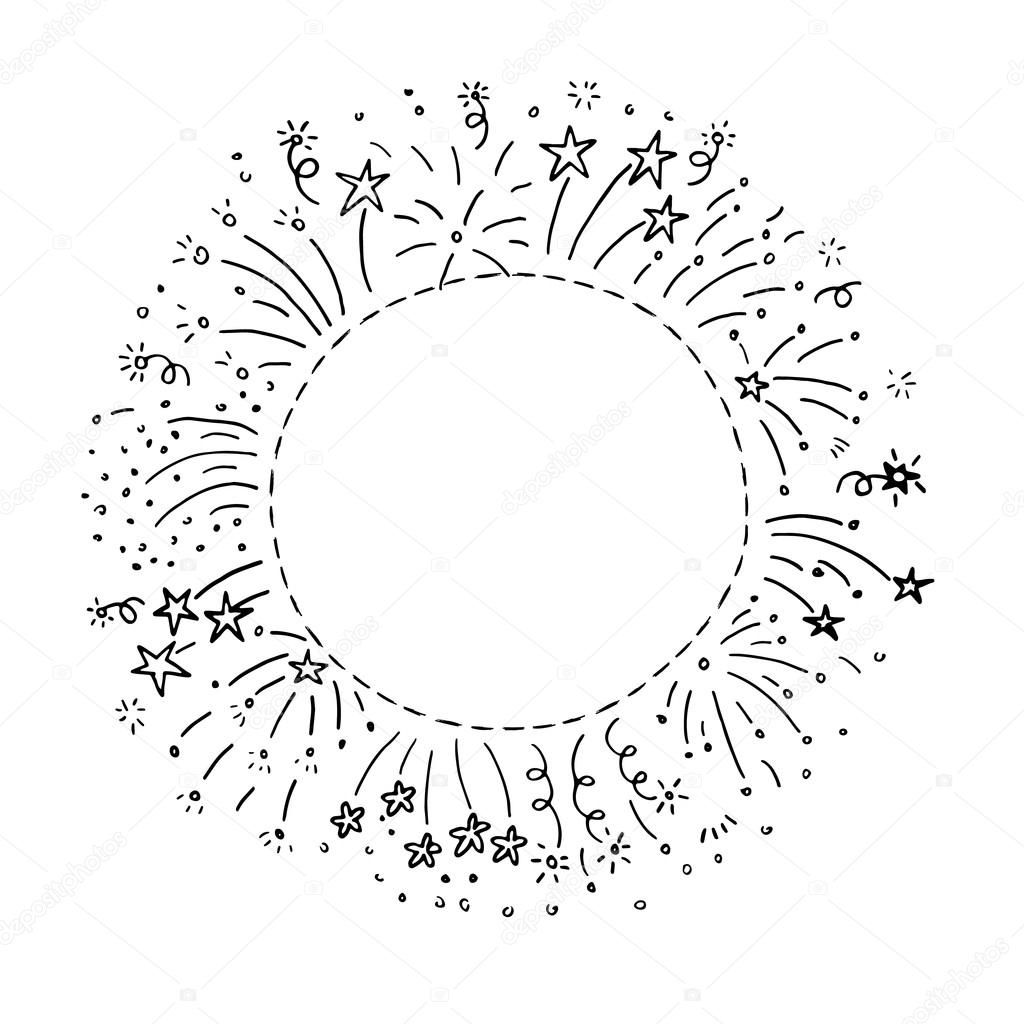 Hand drawn fireworks frame Stock Vector Image by ©Teploleta #101102906