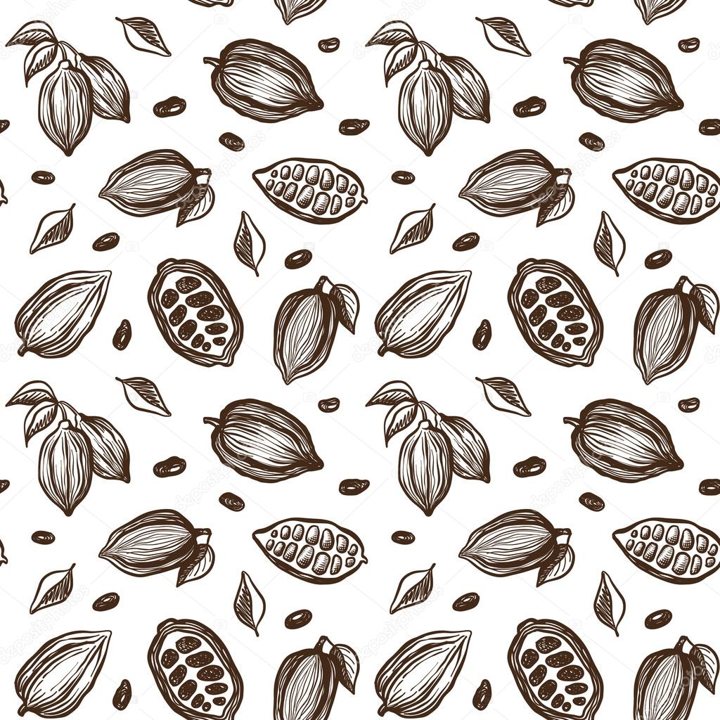 Seamless pattern with cocoa beans — Stock Vector © Teploleta #103419578