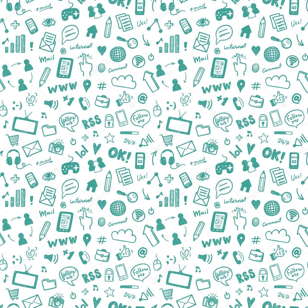 Pattern with social media icons Stock Vector by ©Teploleta 107219362