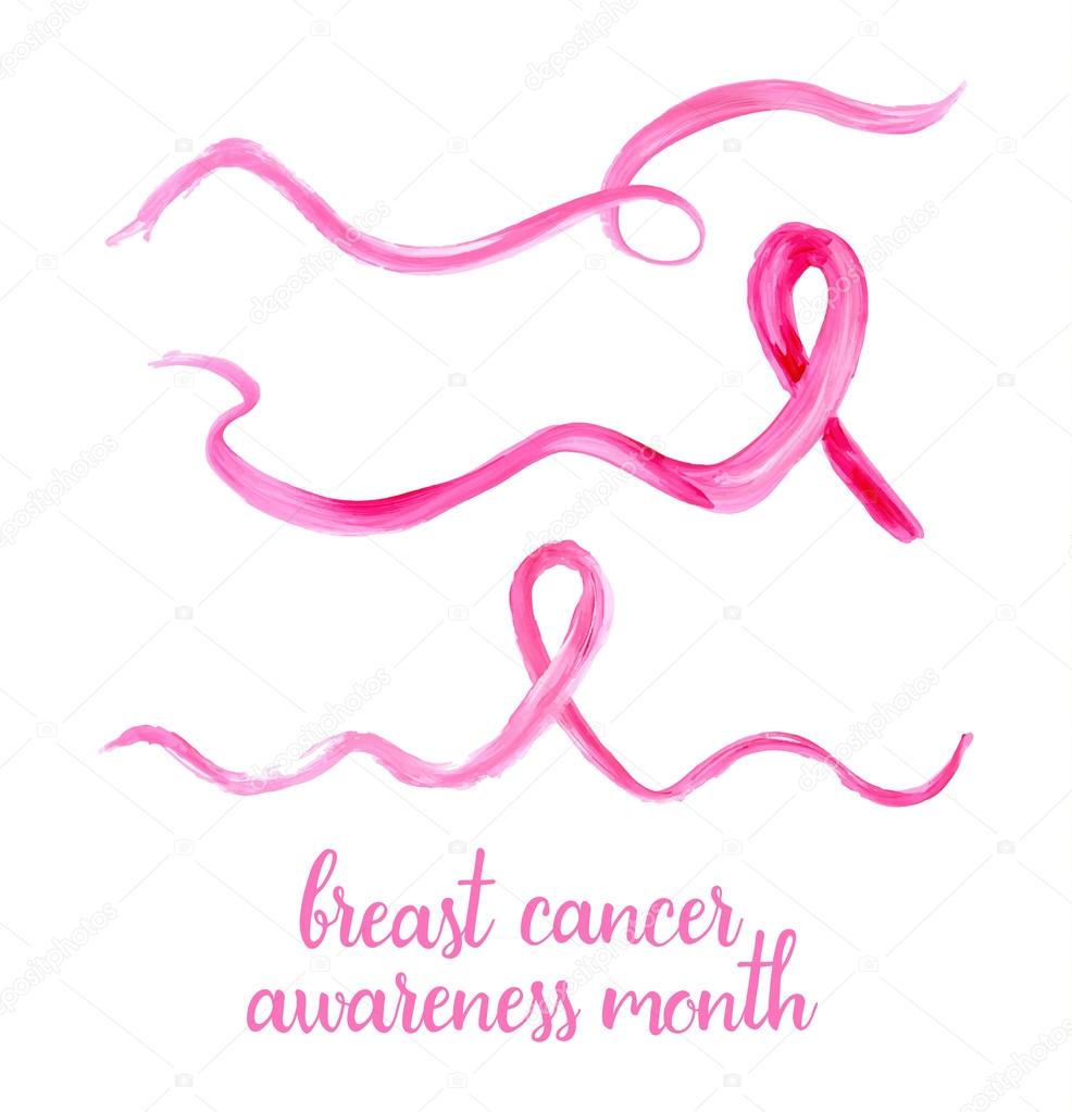 Pink ribbons in brush strokes Stock Vector Image by ©Teploleta #83114970