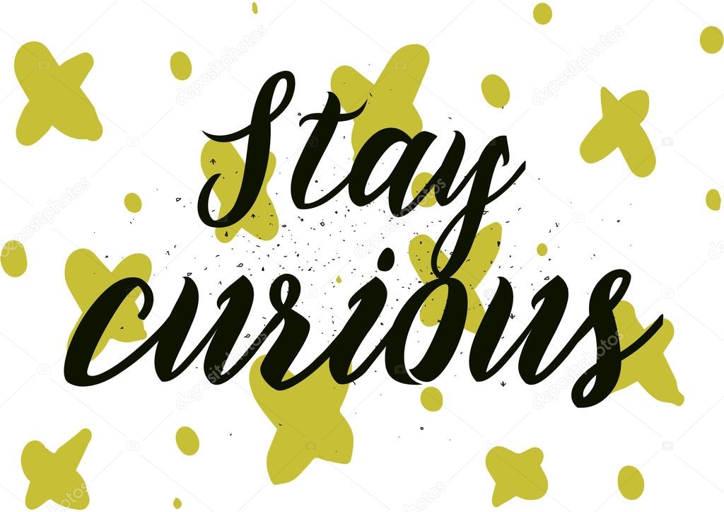 Stay curious inscription. Greeting card with calligraphy. Hand drawn ...